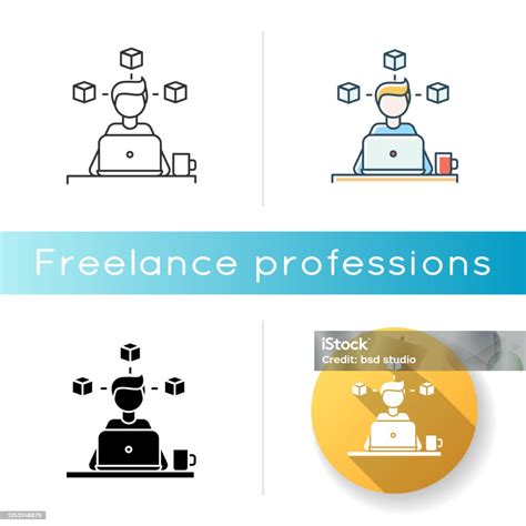 3d 및 Cad 아티스트 아이콘 원격 그래픽 디자이너 일러스트레이터 크리에이티브 아티스트 3d 모델링 프로토타이핑 아트 디자인 리니어 블랙 및 Rgb 색상 스타일 격리된