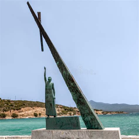 Statue Of Pythagoras In A Town Of Pythagorion Stock Image Image Of