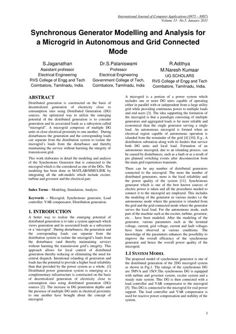 Pdf Synchronous Generator Modelling And Analysis For A Microgrid In