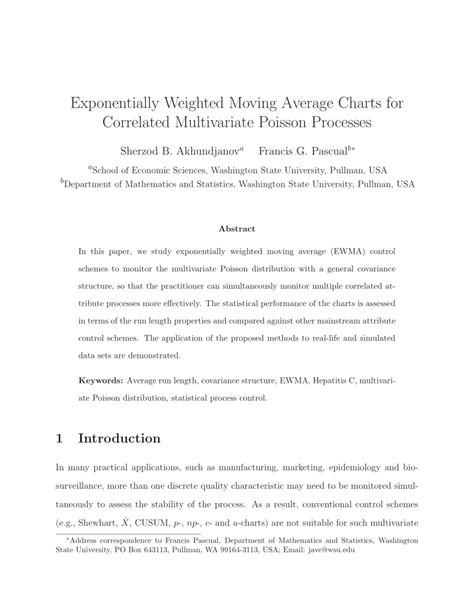 Pdf Exponentially Weighted Moving Average Charts For Correlated