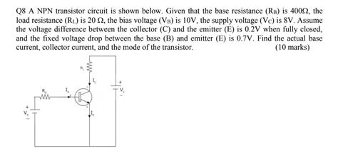 Solved Q A Npn Transistor Circuit Is Shown Below Given Chegg