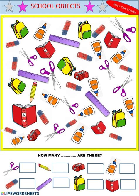 School Objects Interactive Exercise For Grade 1