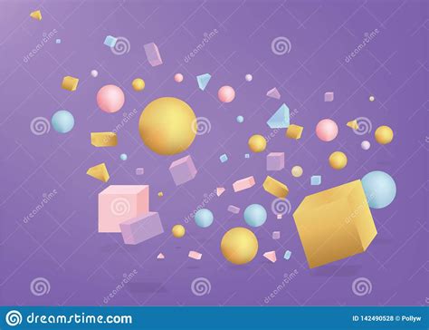 3d Figures Realistic Vector Primitives Composition Stock Vector