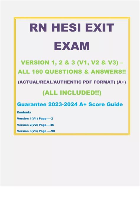 RN HESI EXIT EXAM VERSION And V V And V ALL X QUESTIONS ANSWERS