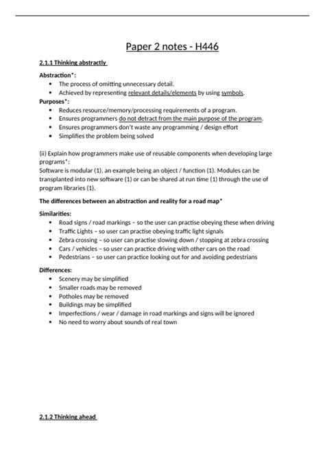 A Level Computer Science H446 Paper 1 And 2 Exam Notes Stuvia Uk