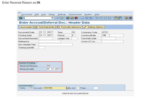 SAP Accrual Deferral Posting