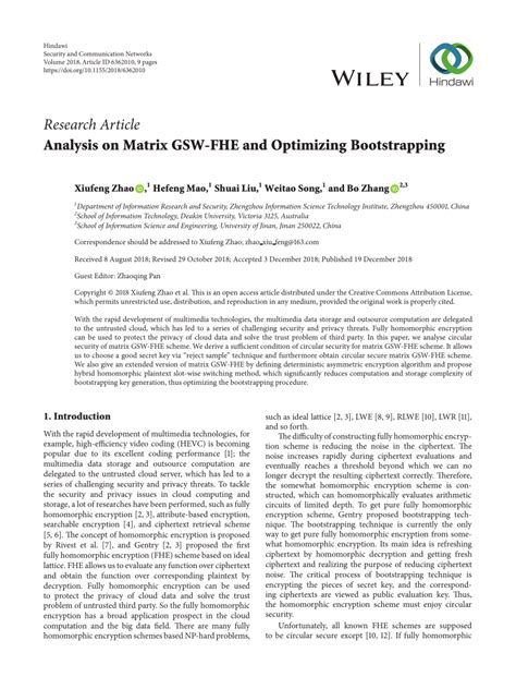 Pdf Analysis On Matrix Gsw Fhe And Optimizing Bootstrapping