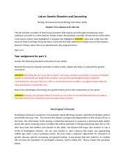 Genetics Lab To Turn In 12 4 17 Doc Lab On Genetic Disorders And Counseling Biology 101