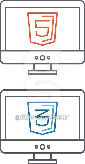Line Illustration Of Web Development Icons Html And Css 이미지