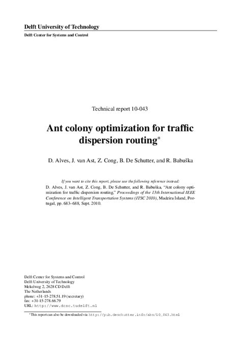Pdf Ant Colony Optimization For Traffic Dispersion Routing