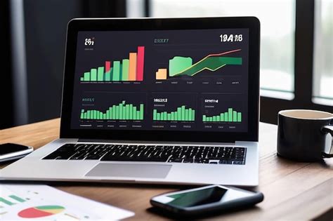 Kpi Business Analytics Dashboard On Laptop Computer Premium Ai Generated Image