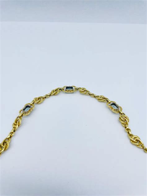 Noble 14k Gold Link Bracelet With Aquarine For Sale At 1stdibs