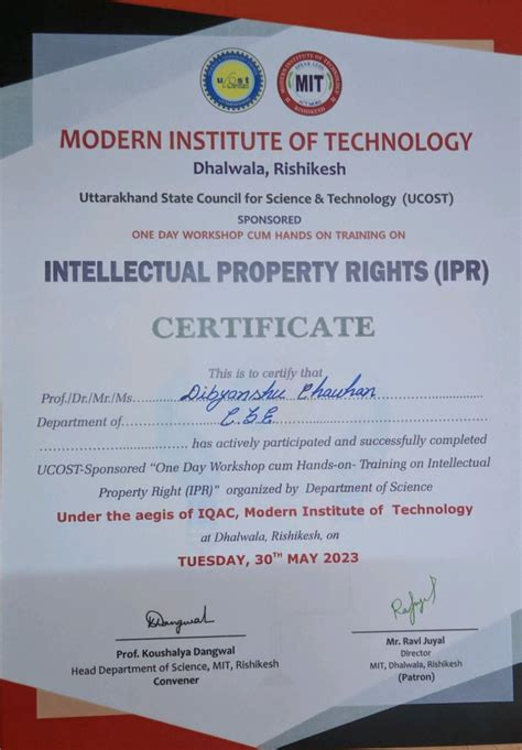 Dibyanshu Chauhan On Linkedin Ucost Mit Iprworkshop Techenthusiast Knowledgeispower