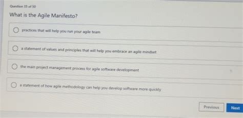 Solved Question 35 Of 50What Is The Agile Chegg Com