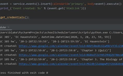 Python Google Calendar Api Not Adding Event And Not Throwing An Error Stack Overflow
