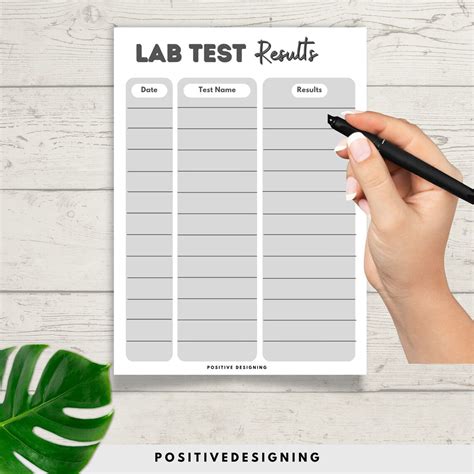 Printable Lab Results Tracker Annual Lab Results Chart Lab Records A A US Letter PDF