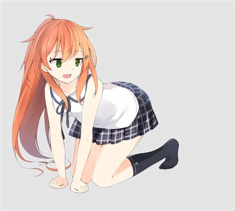 Safebooru 1girl D All Fours Anchor Symbol Bangs Bare Arms Bare