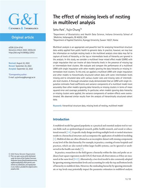 Pdf The Effect Of Missing Levels Of Nesting In Multilevel Analysis