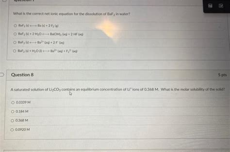 Solved What Is The Correct Net Ionic Equation For The Chegg Com