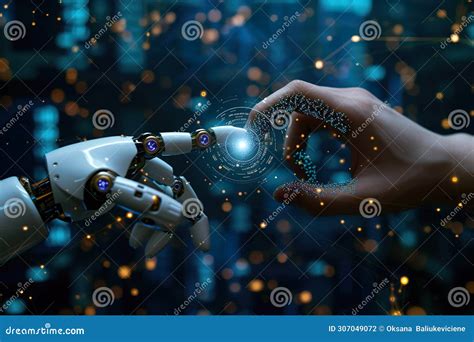 Hands Of Robot And Human Touching On Data Network Connection Science And Artificial