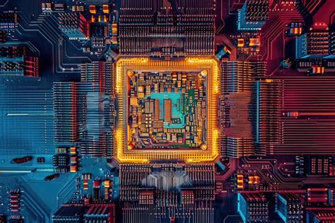 Premium Ai Image A Computer Circuit Board With A Yellow Light In The Center Illustrating