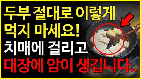 두부 절대로 이렇게 먹지마세요 대장에 암을 일으키고 치매를 유발합니다두부의 효능과 부작용 두부와 같이 먹으면 좋은 음식 Youtube