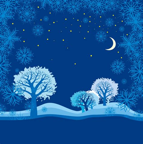 冬のイラストno190『雪山の夜』／無料のフリー素材集【花鳥風月】