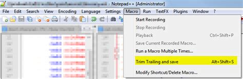 tabs how do i automatically trim trailing whitespace with notepad