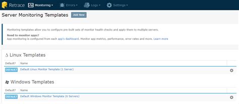 Retrace Server Monitoring Templates