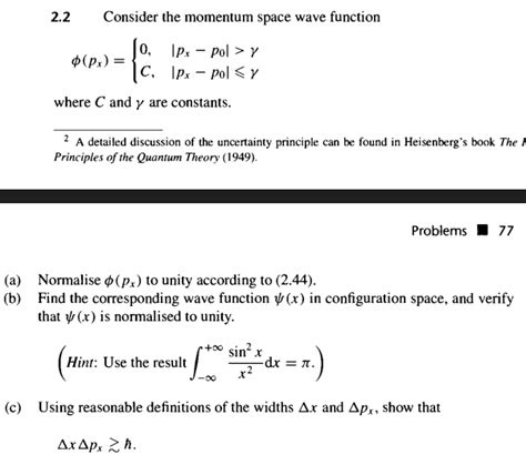 Solved 2 2 Consider The Momentum Space Wave Function Where C