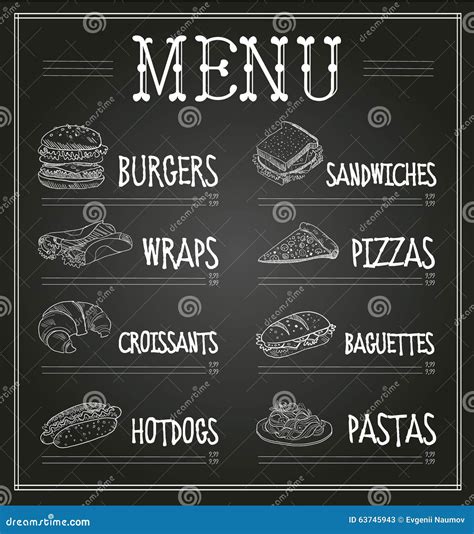 Chalkboard Menu Template Vector Illustration Stock Vector Image 63745943