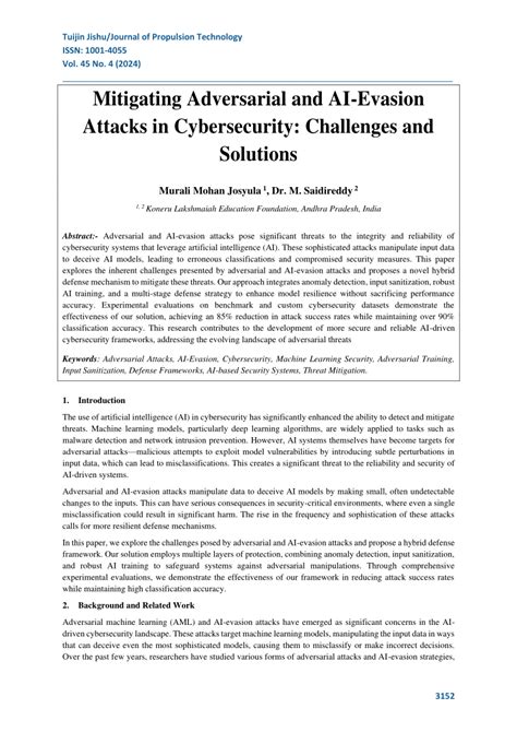 Pdf Mitigating Adversarial And Ai Evasion Attacks In Cybersecurity Challenges And Solutions