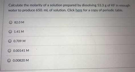 Solved Calculate The Molarity Of A Solution Prepared By