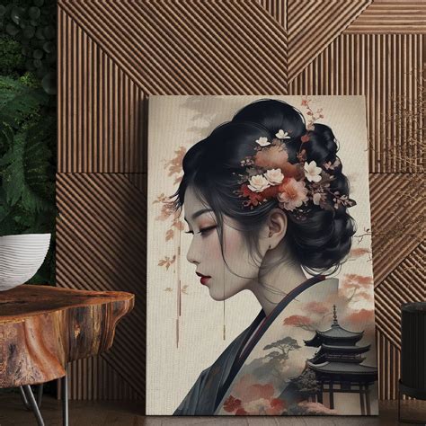 Картина на стену 60х80 Японская гейша Япония девушка купить C доставкой