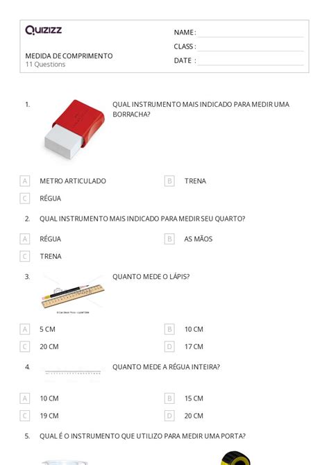 Medindo Em Polegadas Imprimível 3ª Série Planilhas Quizizz
