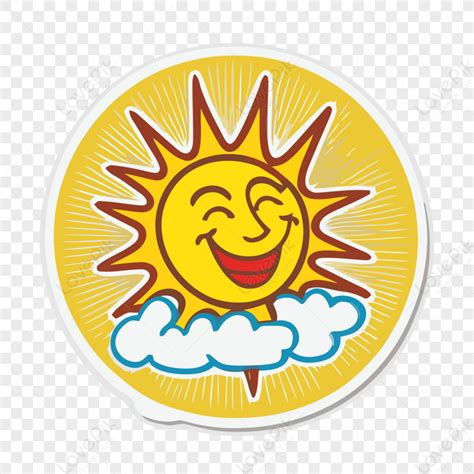 만화 일러스트 태양과 구름 클립 아트를 보여주는 스티커 벡터상표 Png 일러스트 무료 다운로드 Lovepik