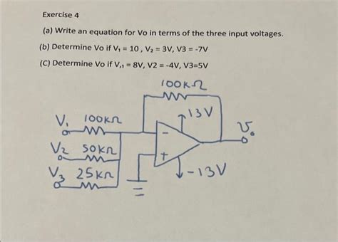 Solved Exercise 4 A Write An Equation For Vo In Terms Of Chegg Com