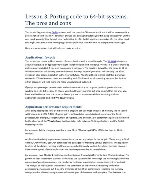 pdf lesson 3 porting code to 64 bit systems the pros and cons