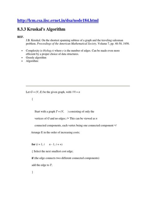 Kruskal Algorithm Pdf Applied Mathematics Graph Theory