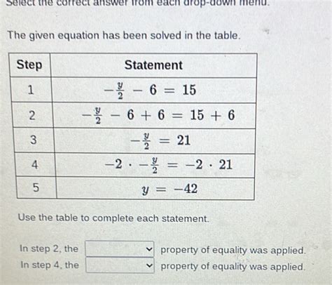 solved select the correct answer from each drop down menu the given