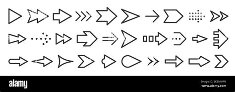 Arrows Black Line Icon Big Set Different Shape Pointer Symbol Arrow