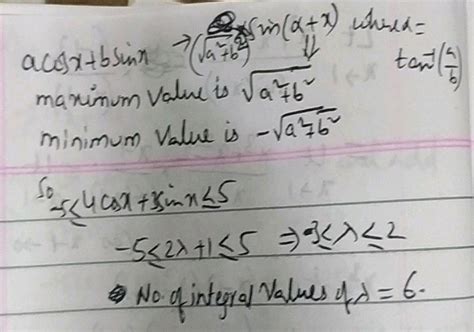 X End The Number Of Integral Values Of Lambda Which Equation