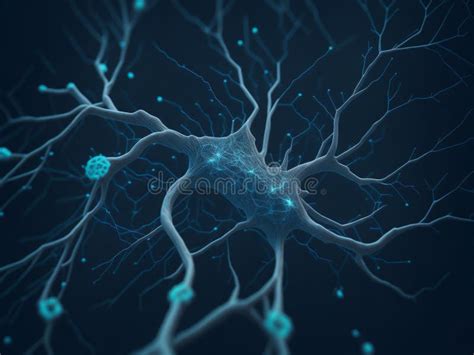 Neuronal Network With Electrical Activity Of Neuron Cells 3d Rendering