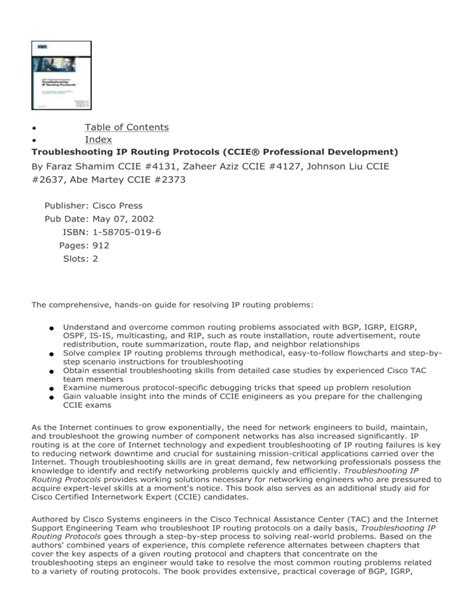 Troubleshooting Ip Routing Protocols