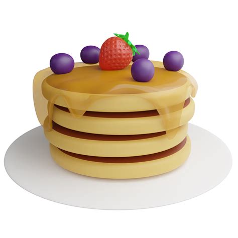 Pancakes Strawberry Honey Clipart Flat Design Icon Isolated On Transparent Background D Render