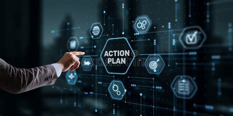 businessman clicks action plan algorithm and strategy development