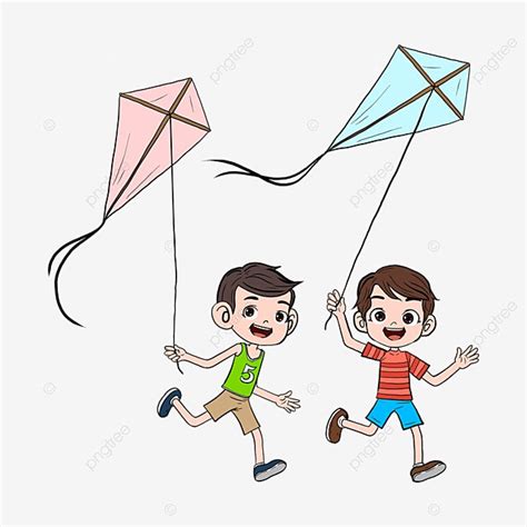 연을 날리는 손으로 그린 아이 만화 손으로 그린 장식 패턴 손으로 그린 Png 일러스트 및 Psd 이미지 무료 다운로드