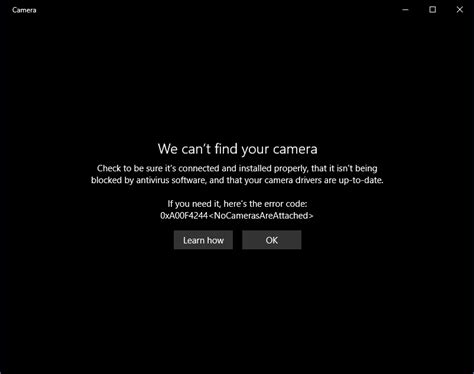 Camera Error Code 0xa00f4244 But There Is No Microsoft Community