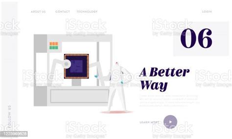 기술 혁신 방문 페이지 템플릿 제조 엔지니어 캐릭터 제어 3d 인쇄 프로세스 자동 3차원 프린터는 반도체를 만듭니다 만화 벡터 일러스트레이션 Diy에 대한 스톡 벡터 아트