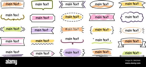Doodle Title Box Hand Drawn Text Label Frames Decorative Highlighted